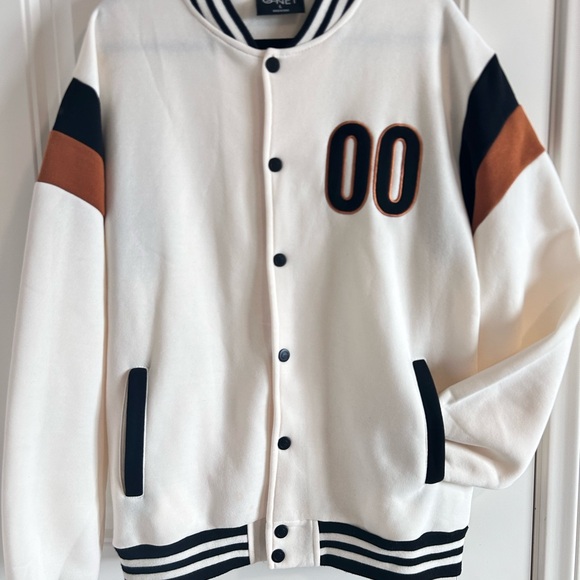 Oasis | Jackets & Coats | Oasis Cream Bomber Jacket With Black And ...